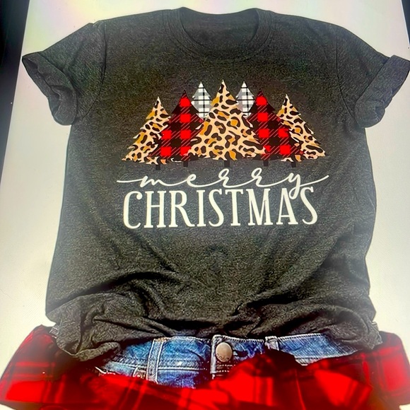 Tops | Leopard Christmas Tree Tshirt | Poshmark